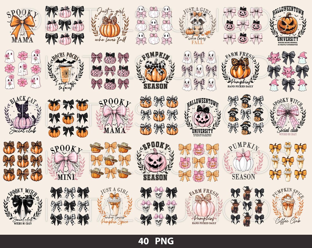 Retro Halloween Coquette Bow PNG, Coquette Bow Halloween Png, Halloween ...