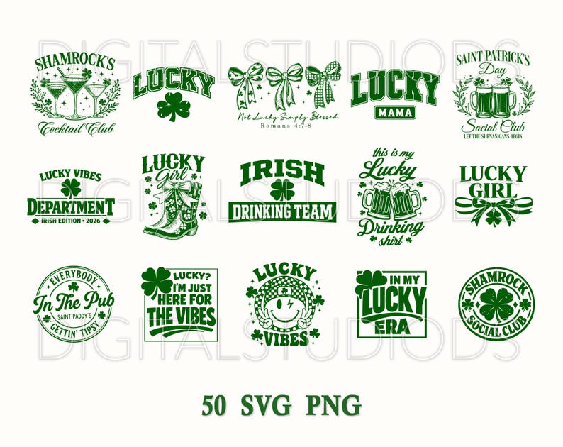 St Patricks Day SVG Bundle, Lucky Mama Shamrock Designs, Funny Irish ...