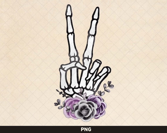 Skeleton Peace Sign Png Skeleton Hand Halloween Png Retro - Etsy