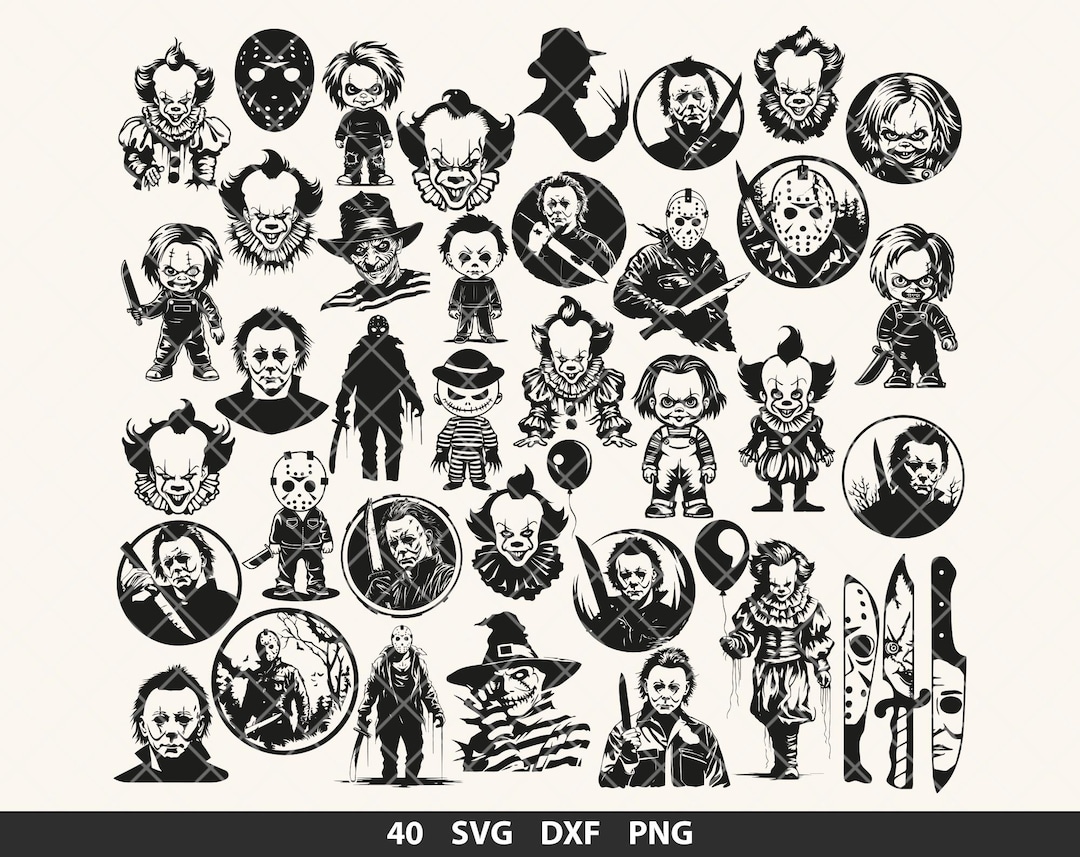 Horror Svg Bundle, Horror Cut Files, Horror Characters Svg, Halloween ...
