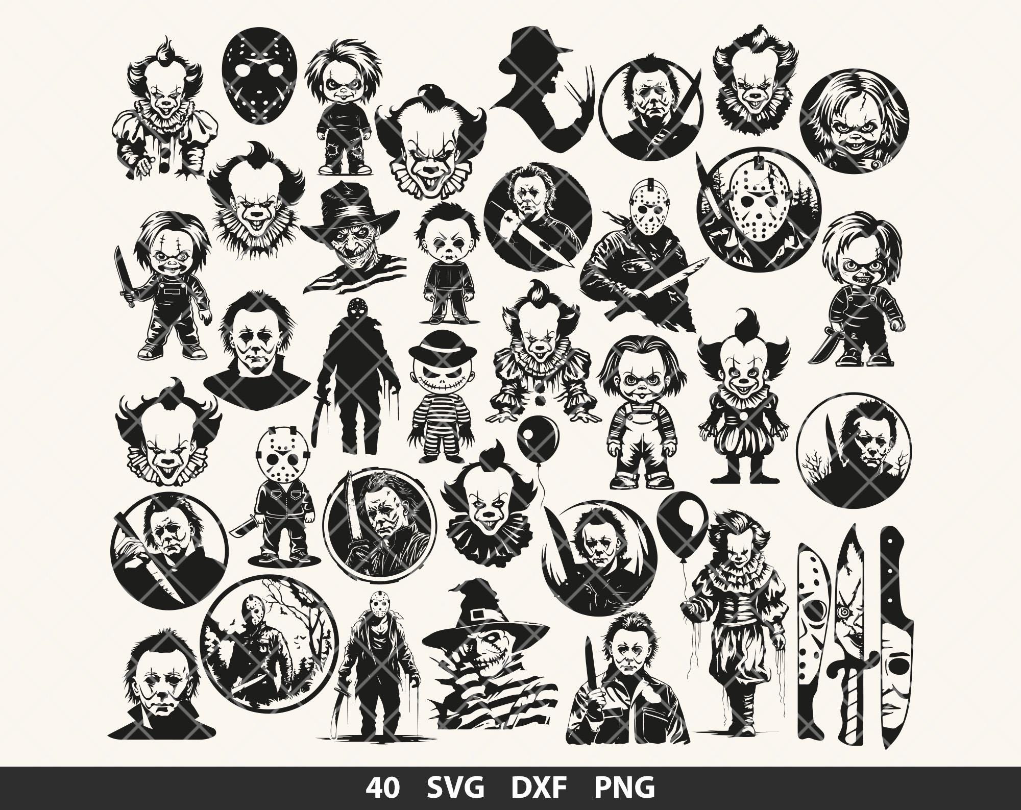 Horror Svg Bundle, Horror Cut Files, Horror Characters Svg, Halloween ...