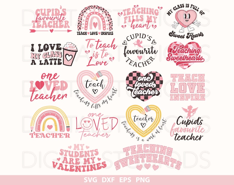 Teacher Valentine Svg, Teaching Sweethearts Png, Cupid's Favorite ...