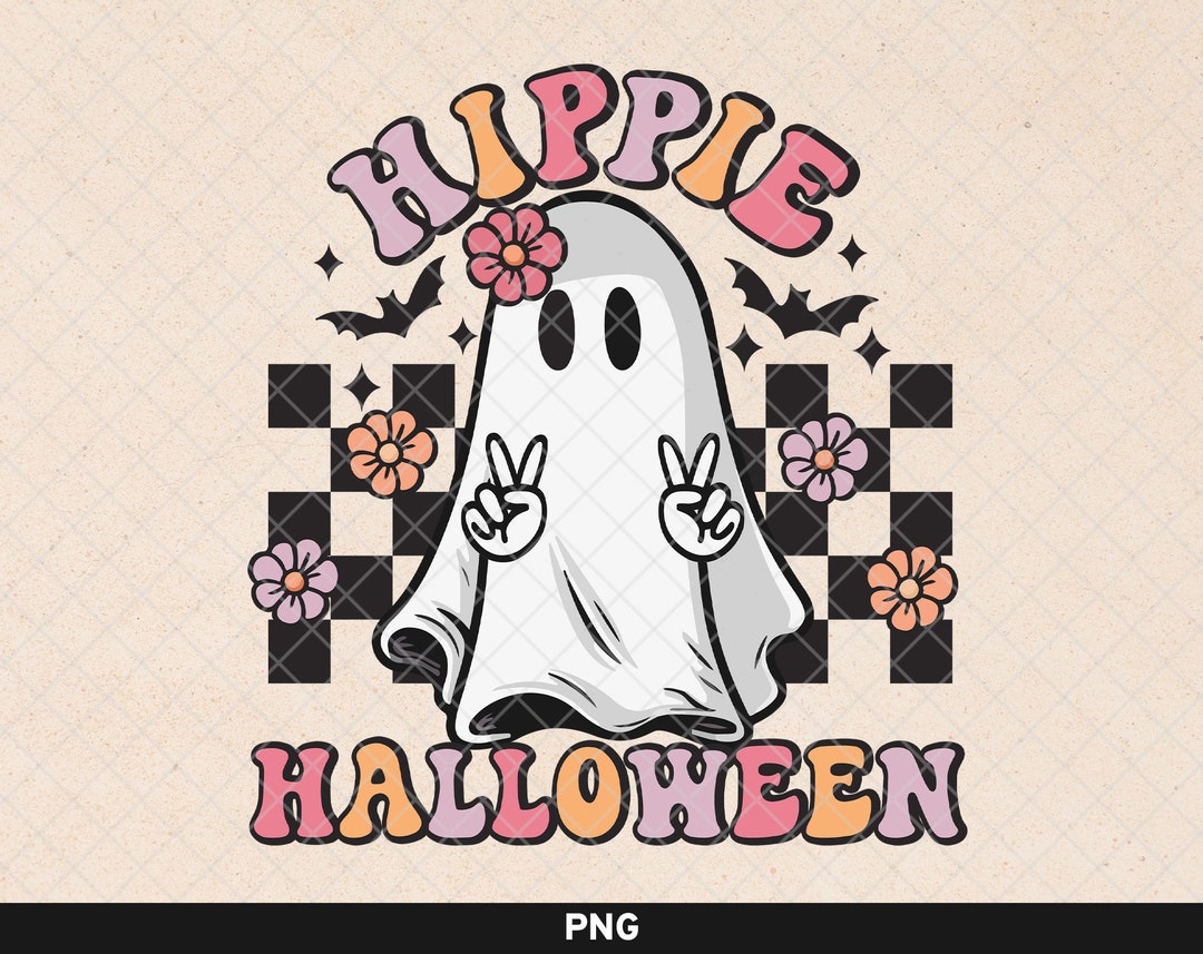 Hippie Halloween Png, Retro Ghost Png, Retro Halloween Design, Cute ...