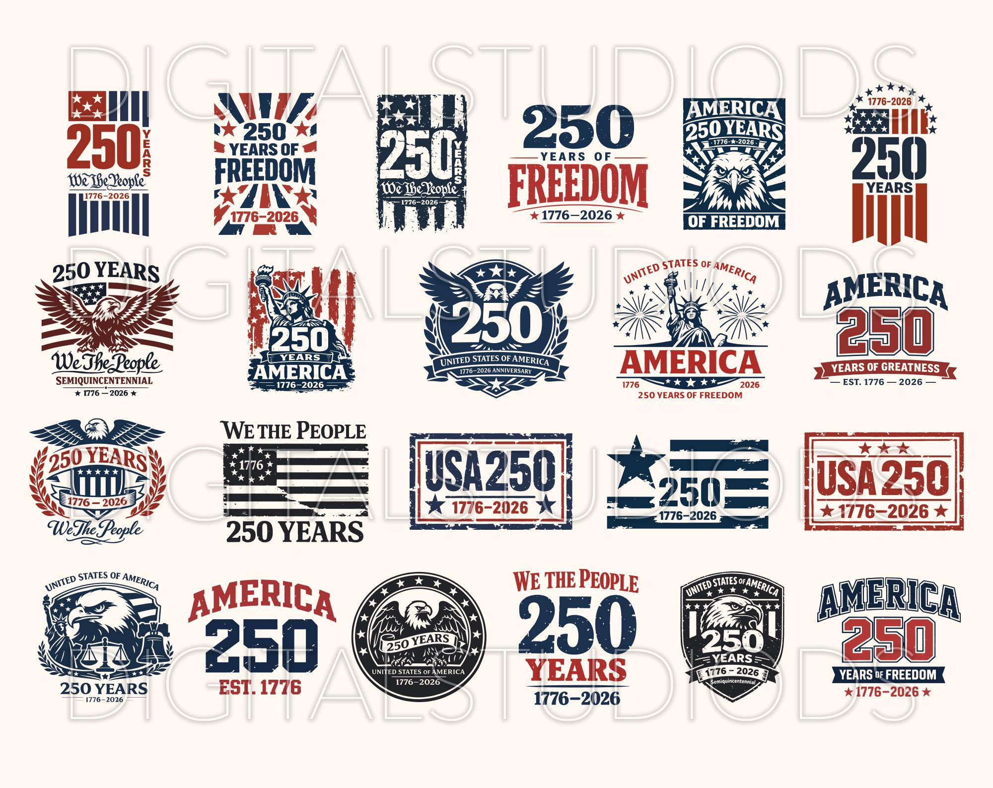 USA 250th Anniversary SVG Bundle, Patriotic PNG Designs, America 250 ...