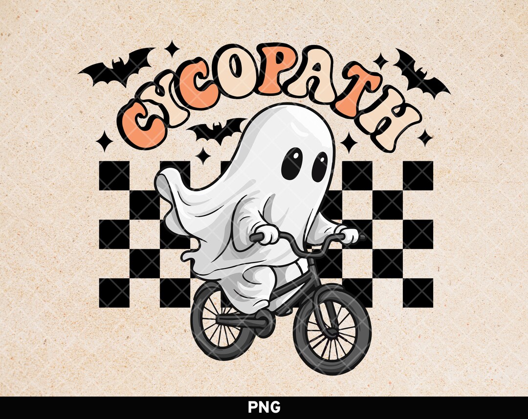Cycopath Png, Ghost on a Bicycle Png, Cool Ghost Sublimation, Retro ...