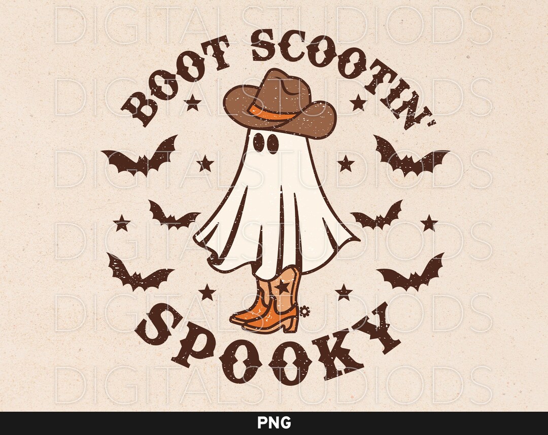 Boot Scoot Spooky Png, Western Ghost Png, Retro Halloween Design ...