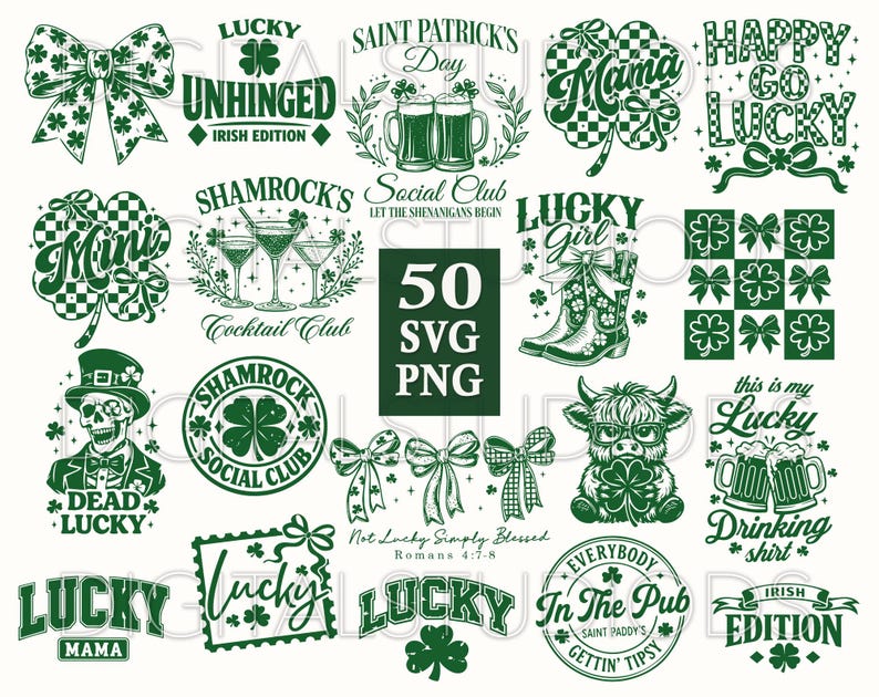 St Patricks Day SVG Bundle, Lucky Mama Shamrock Designs, Funny Irish ...