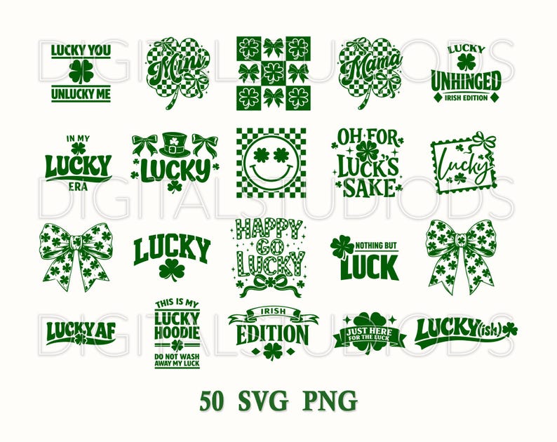St Patricks Day SVG Bundle, Lucky Mama Shamrock Designs, Funny Irish ...