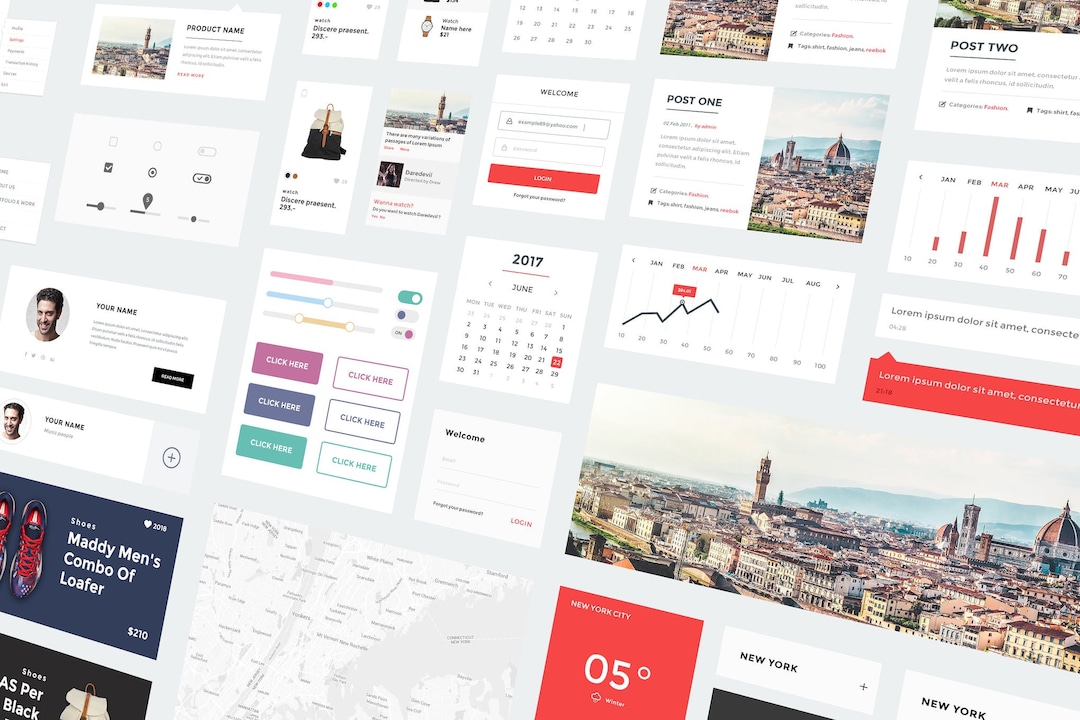 UX/UI Web Kit Wire Frame Template - Site Map for Website Design ...
