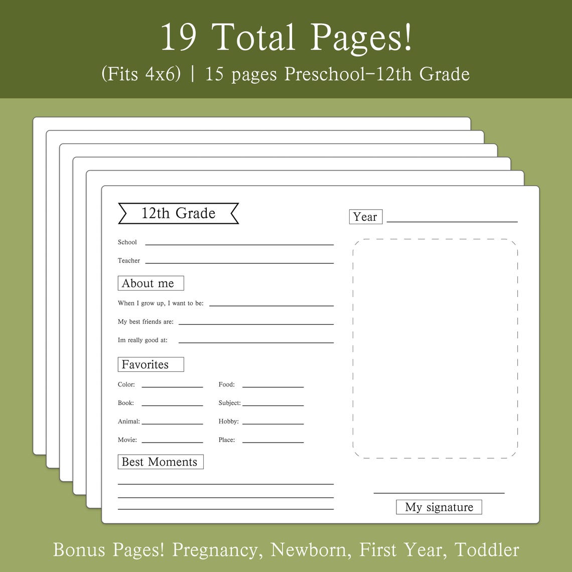Printable School Memory Box Kit | Kids Keepsake Organizer | File Folder ...
