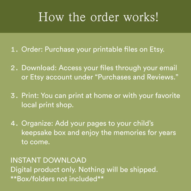 Printable School Memory Box Kit | Kids Keepsake Organizer | File Folder ...