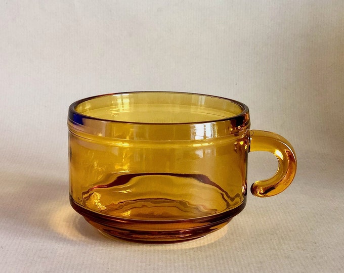Large Vintage Cup, in Pressed Amber Glass, 70s, Depression Glass ...