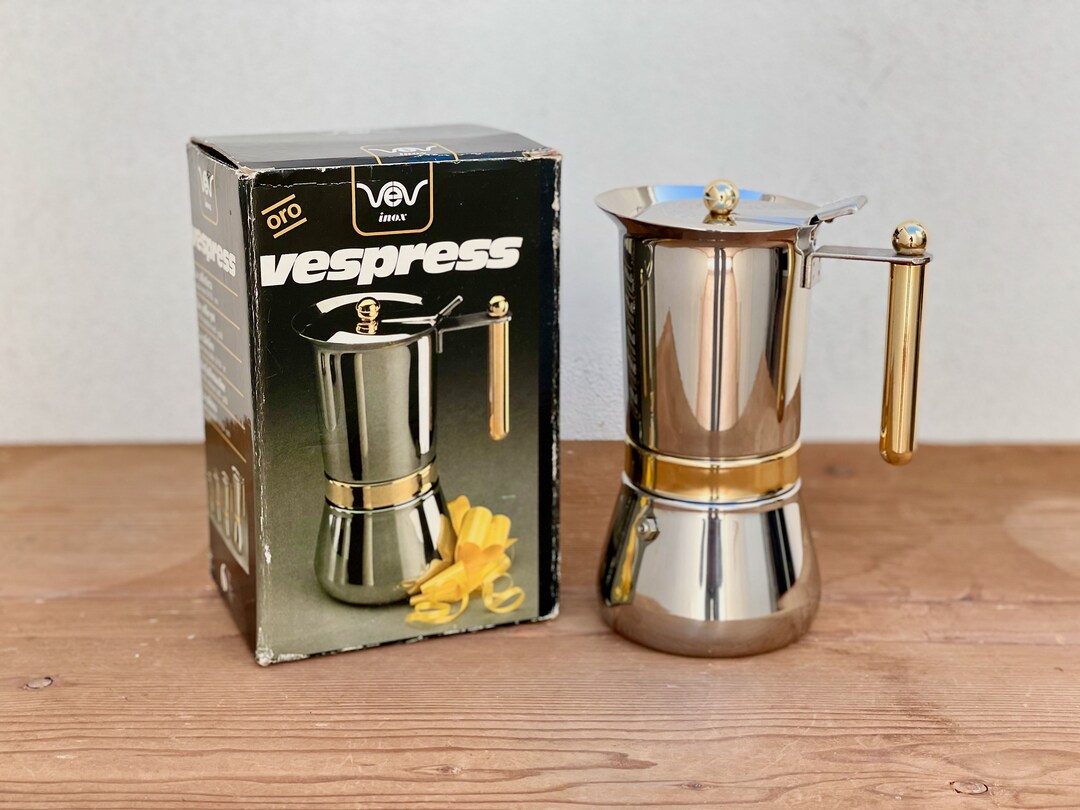 Vintage Stovetop Moka Pot vespress, in Stainless Steel, Manufactured ...