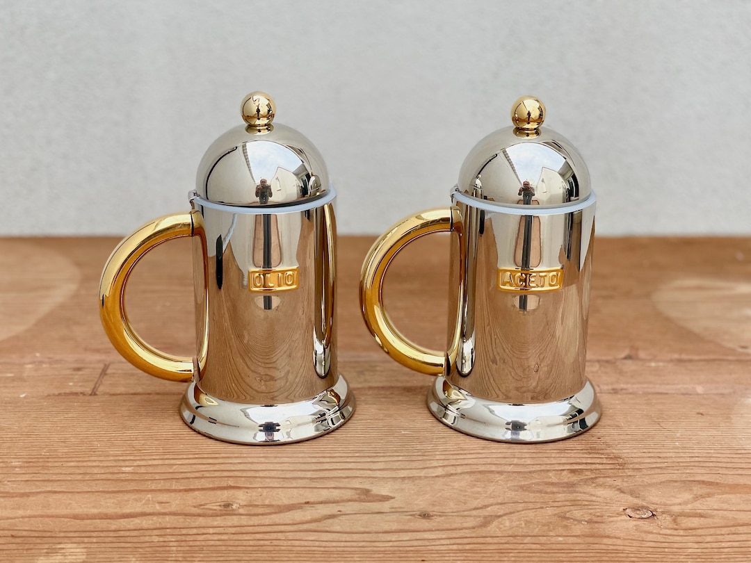 RARE Vintage Condiments Set: Oil and Vinegar, in Stainless Steel, 80s ...