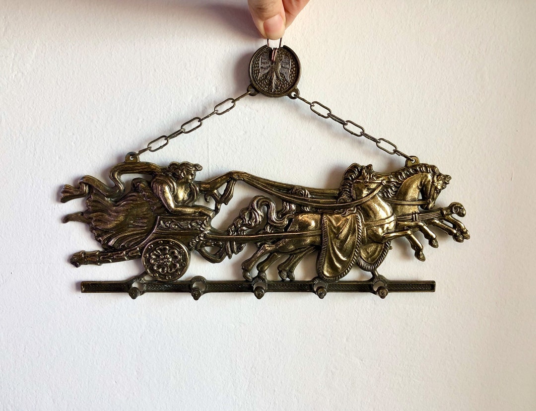 Vintage Keys Hooks 5 Hooks, in Brass, 60s, Marked mod. Brev patented ...