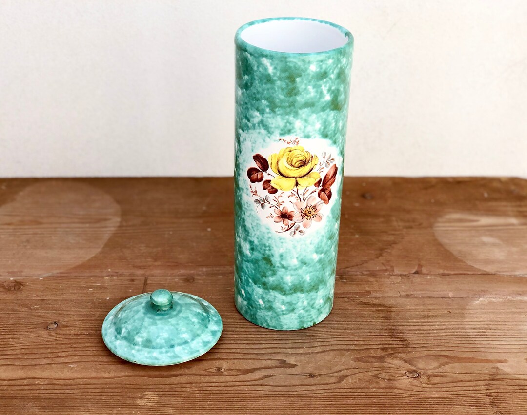 LARGE Vintage Ceramic Jar With Lid, for Spaghetti, Decorated by Hand ...