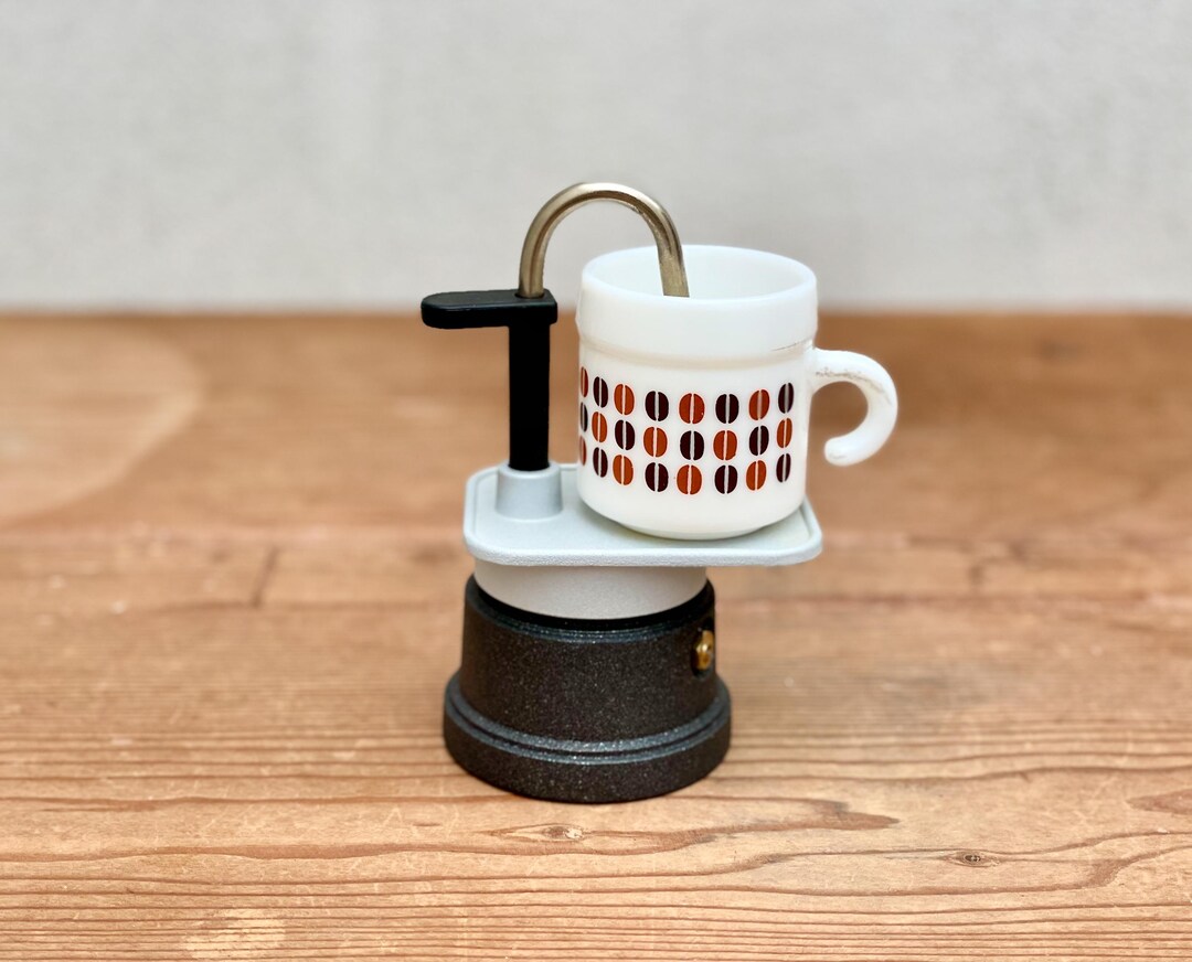 Vintage Stovetop Moka Pot, in Black and Light Gray Aluminum, Branded ...