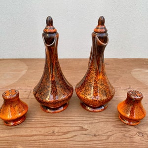RARE Vintage Condiments Set: Oil, Vinegar, Salt and Pepper, in Ceramic ...