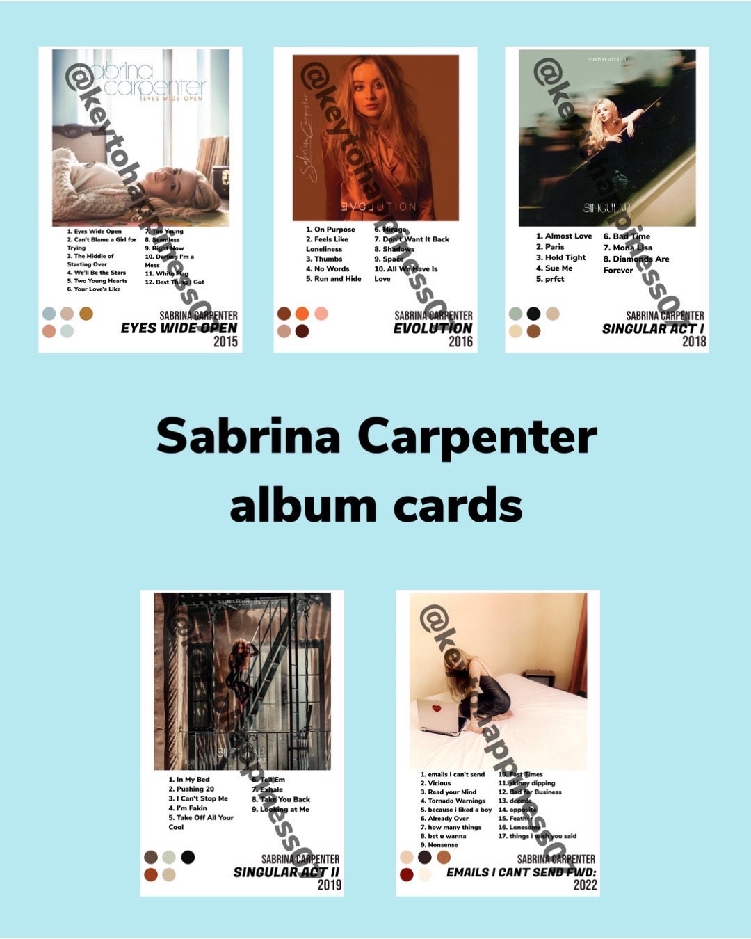 Sabrina Carpenter Album Cards - Etsy