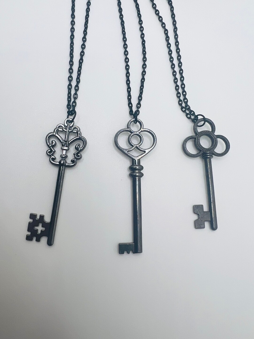 Black Skeleton Key Jewelry Set. Gothic Key Necklace & Earrings ...