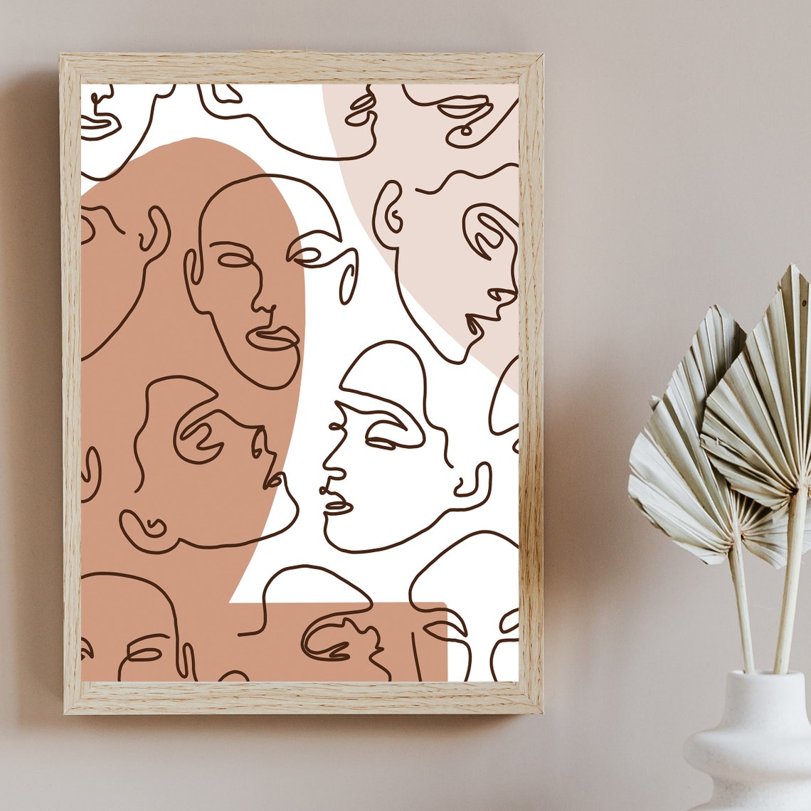 Printable Beige Line Art Set of 4 , Abstract, Color Block, Earth Tone ...