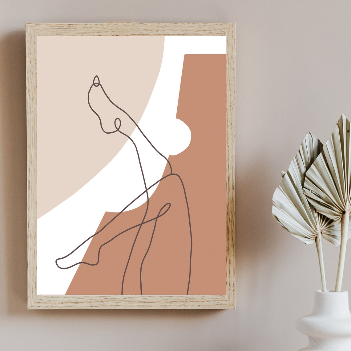 Printable Beige Line Art Set of 4 Abstract Color Block | Etsy