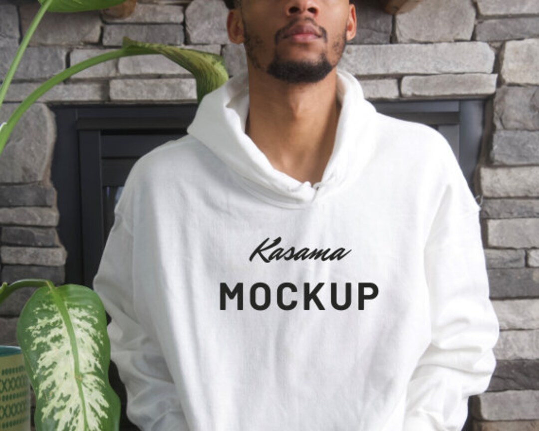 Gildan 18500 Mockup White Hoodie Mockup Trinidad Male Model Mockup G185 ...