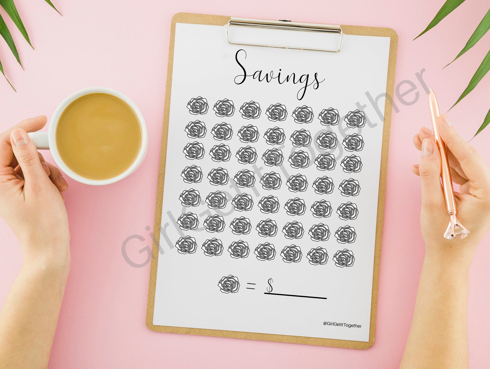 Digital and Printable Flower Savings Goal Habit Tracker Insert for BUJO ...