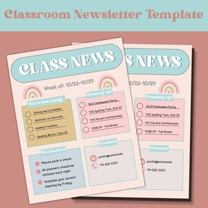 Classroom Newsletter Template, Back to School, Editable Classroom ...