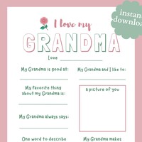 All About My Grammy Happy Birthday Questionnaire - Instant Downloadable ...