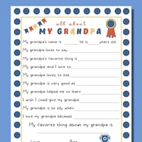 All About My Grandfather Printable, Fathers Day Printable Gift ...