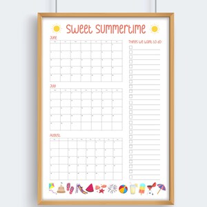 Summer Fun Calendar for Kids Bucket List Summer Printable Activities ...
