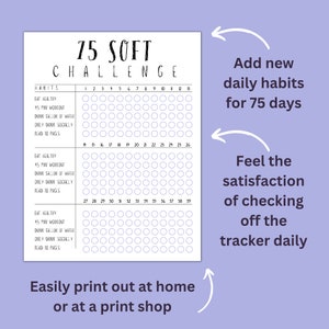 75 Soft Challenge Tracker, 75 Tracker, 75 Soft Checklist Printable ...