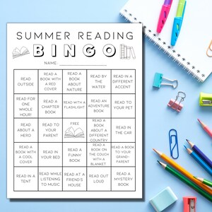 Summer Reading Challenge for Kids, Reading Log, Kid's Reading Bingo ...