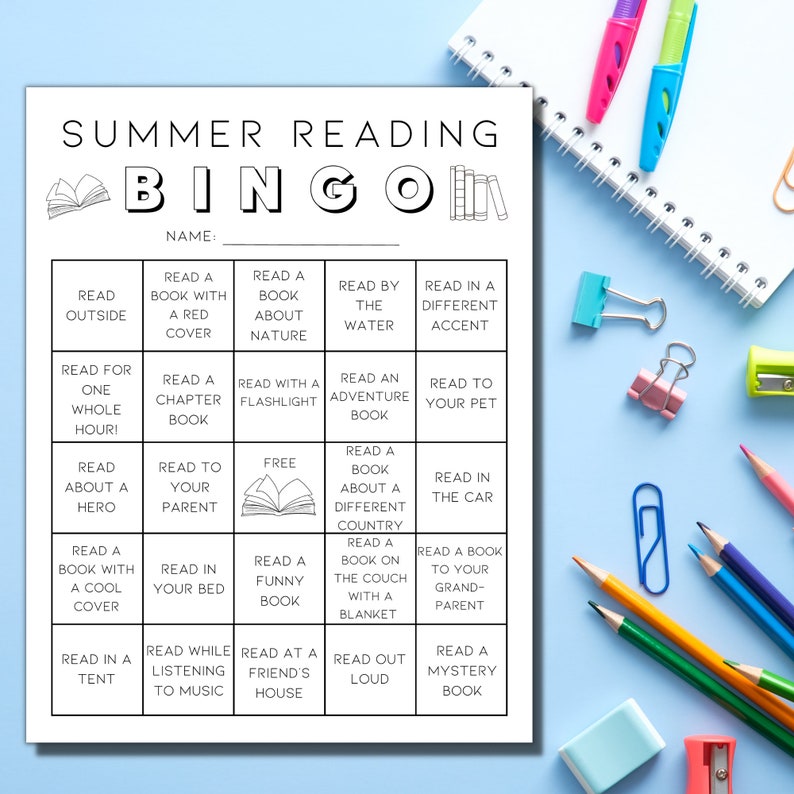 Summer Reading Bingo Challenge for Kids (PDF) - Etsy