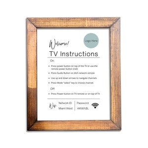 Rental House TV & Wifi Instructions Template (digital Download) - Etsy