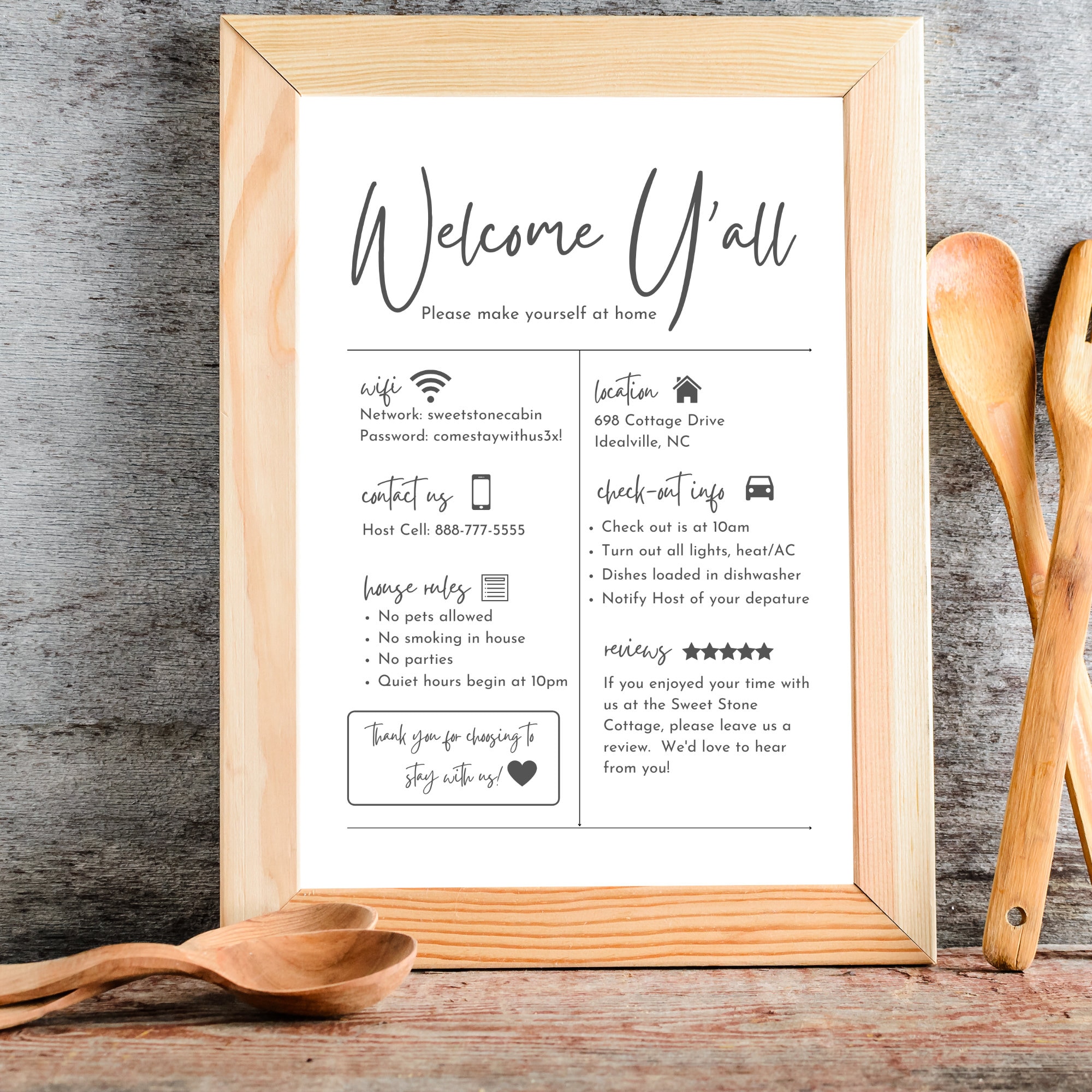 Airbnb Welcome Sign, Vacation Rental Printable, Editable Template ...