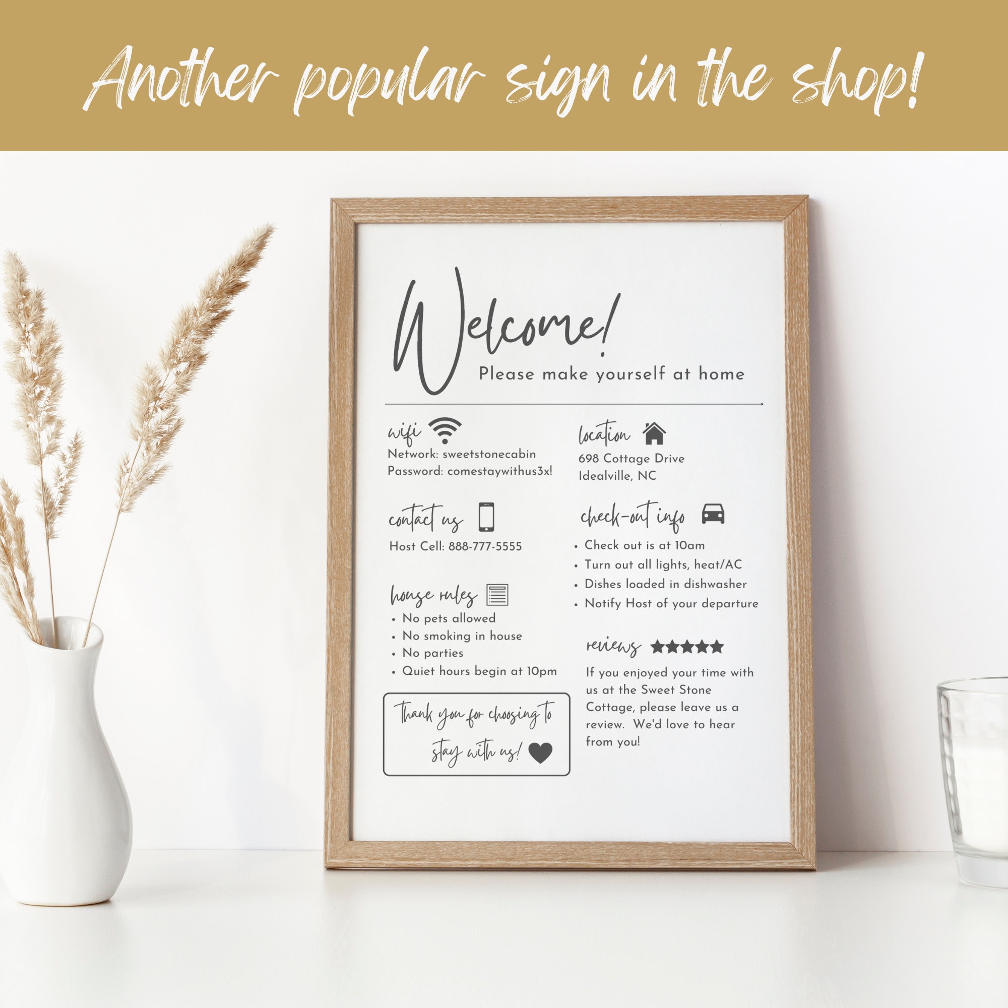 Airbnb Welcome Sign, Vacation Rental Printable, Editable Template ...