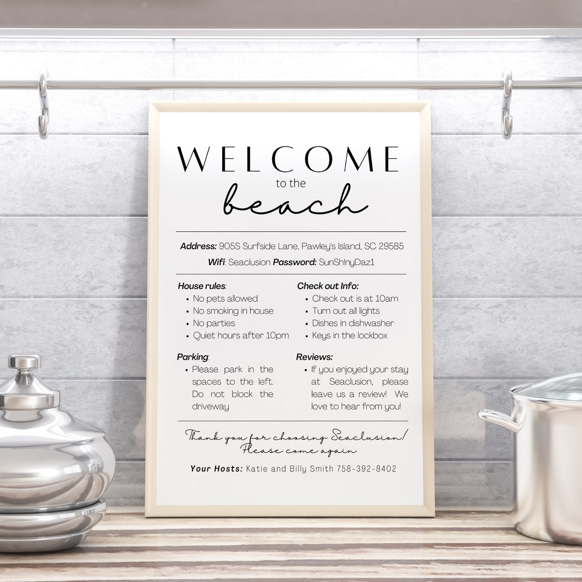Beach House Welcome Sign Vacation Rental Editable Template - Etsy