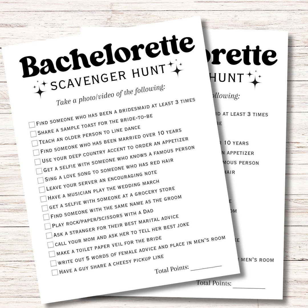 Bachelorette Scavenger Hunt Template, Bachelorette Weekend Activity ...