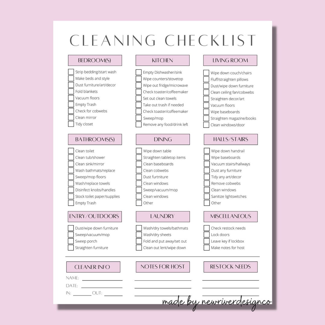 Airbnb Cleaning Checklist Housekeeping Template For Vacation Etsy UK Airbnb Cleaning Checklist Housekeeping Template For Vacation Etsy UK