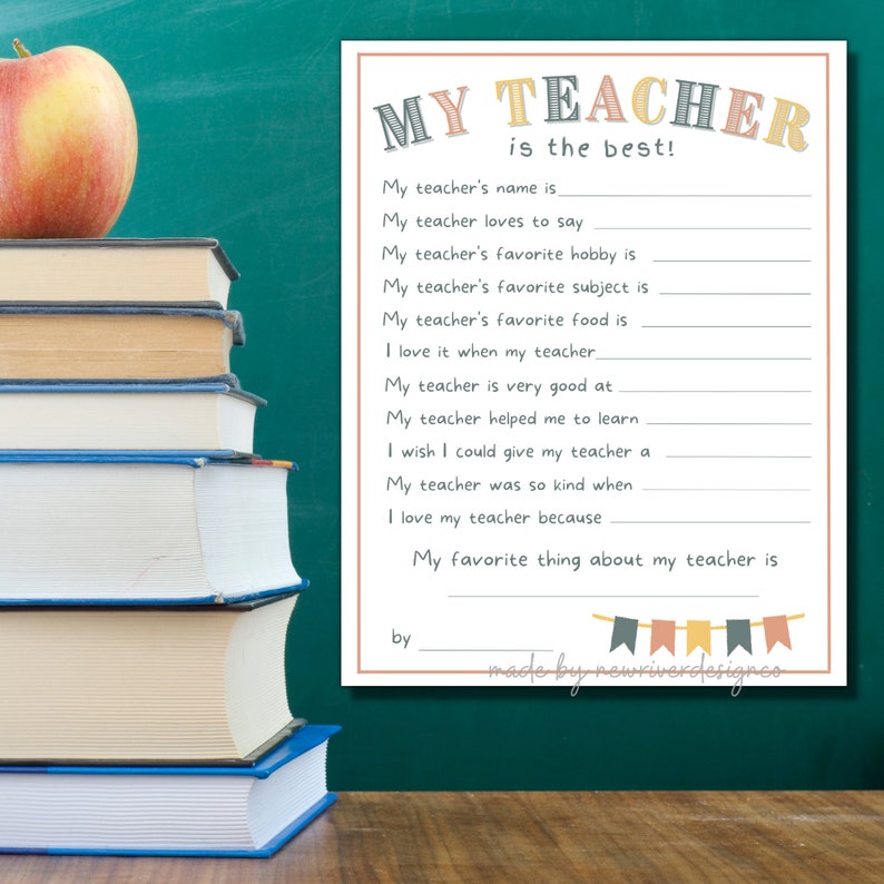 Teacher Appreciation Fill-in Printable Gift (PDF Download) - Etsy