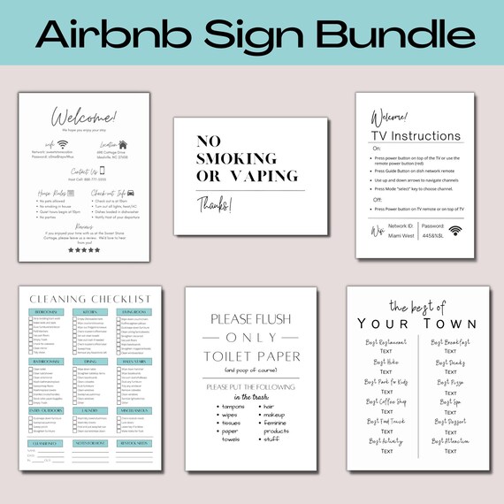 Airbnb Host Editable Template Bundle Airbnb Printable Signs - Etsy