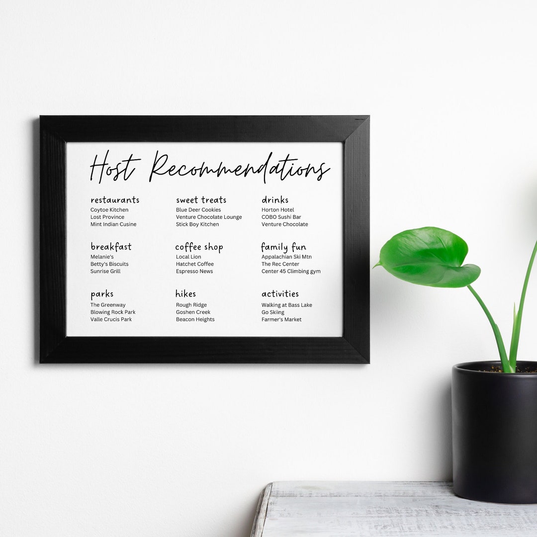 Host Recommendations for Airbnb Guests, Local Recommendations Template ...