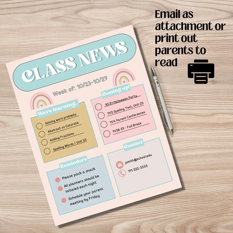 Boho Classroom Newsletter Template: Editable Teacher Handout (digital ...