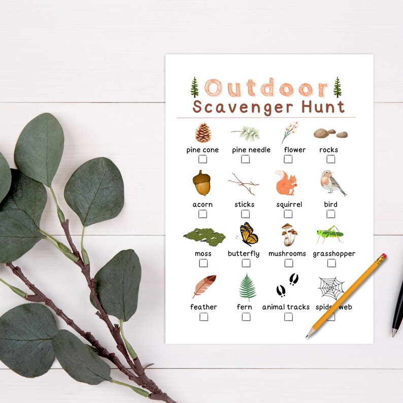 Nature Scavenger Hunt for Kids: Outdoor Birthday Activity (PDF) - Etsy