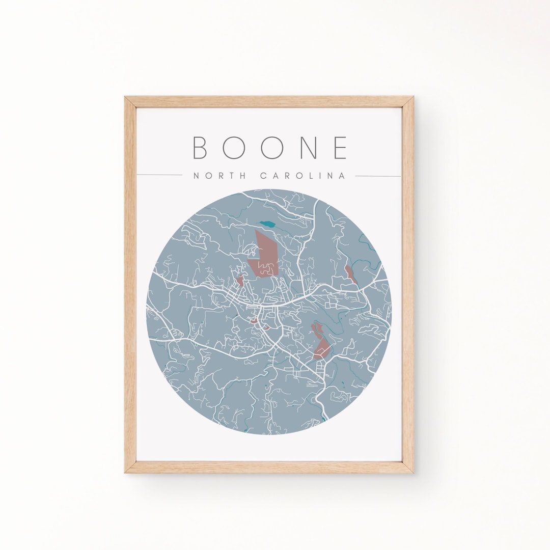 Boone NC Map, Boone Map Print, North Carolina Art, City Map Art Print ...