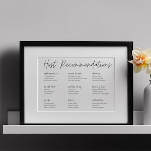 Airbnb Host Recommendations Sign: Local Guide Template (digital ...