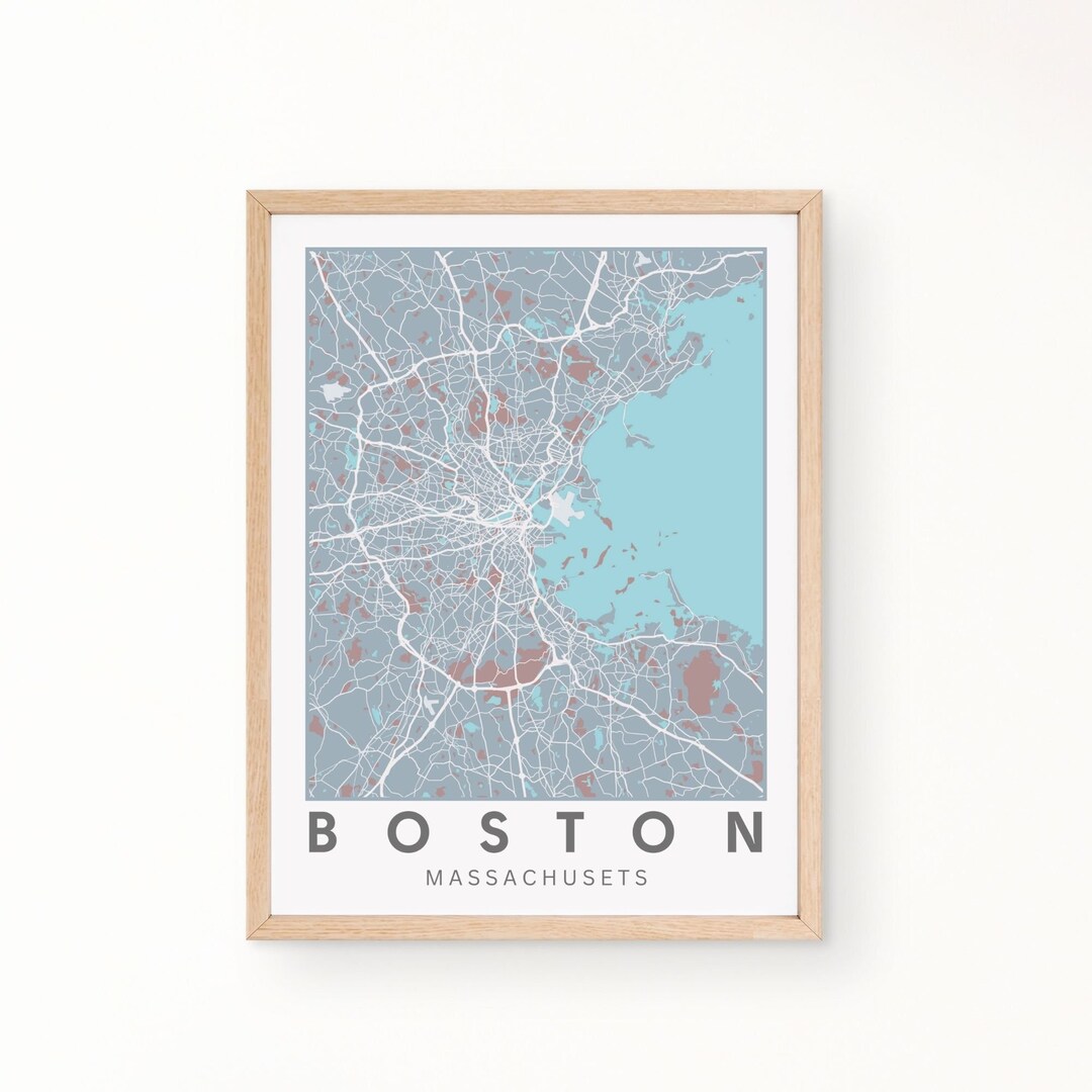 Boston Map Print Airbnb Map Boston Wall Art Boston Print Boston Gift ...