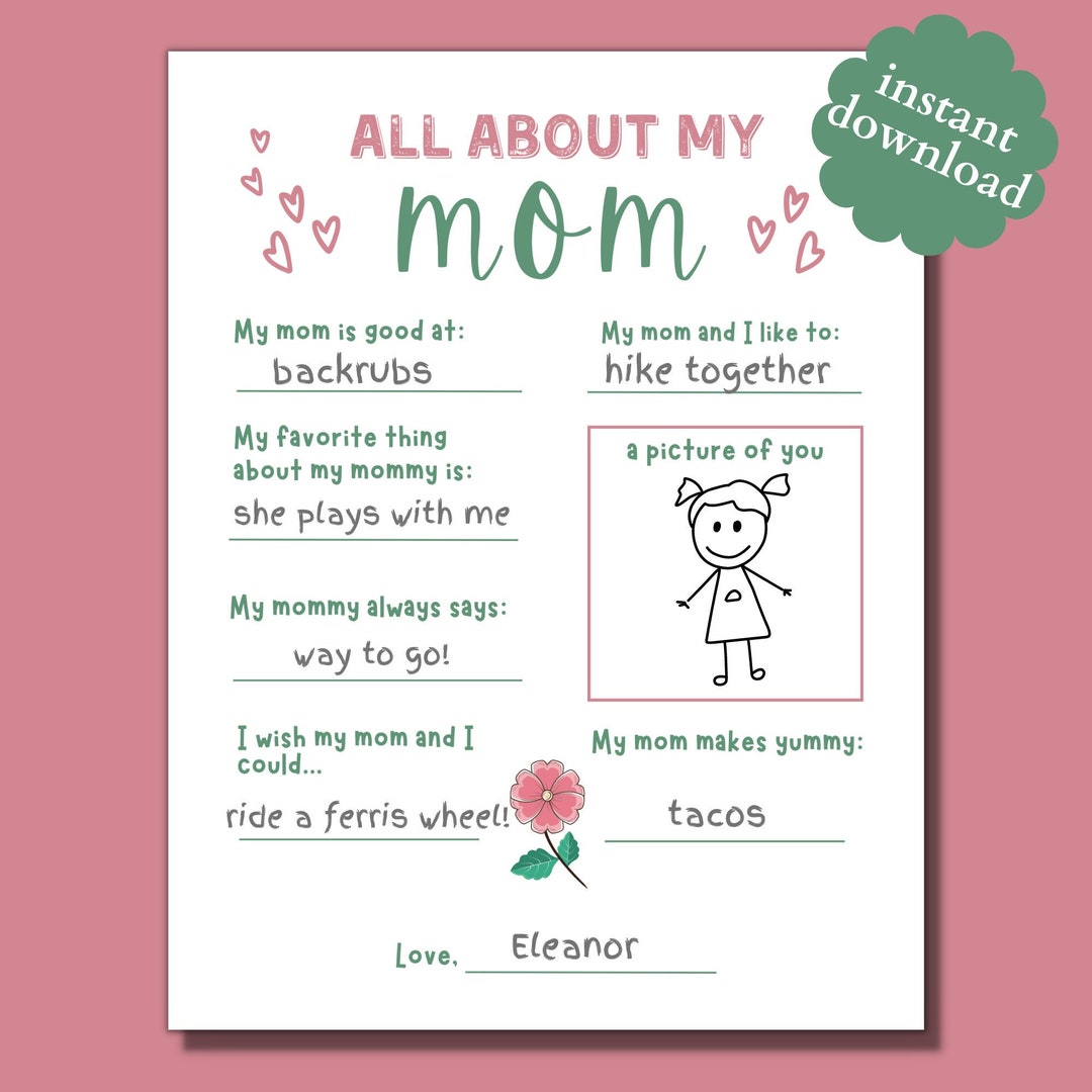 Mother's Day Printable for Mom, Mother's Day Personalized Gift ...
